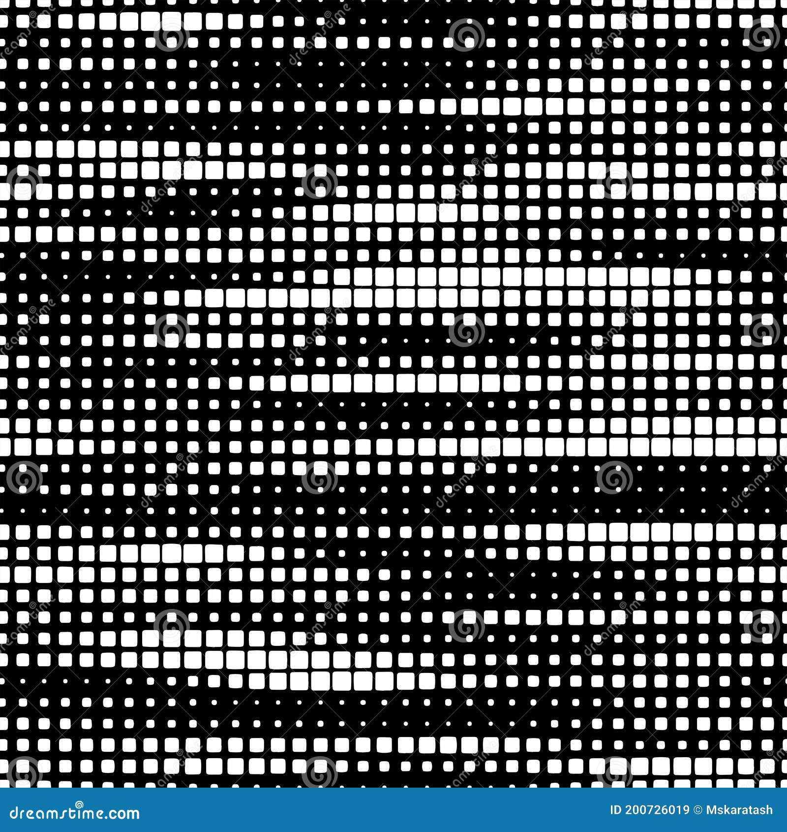 Seamless Modern Distressed Square Pattern Vector. Classic Black and ...