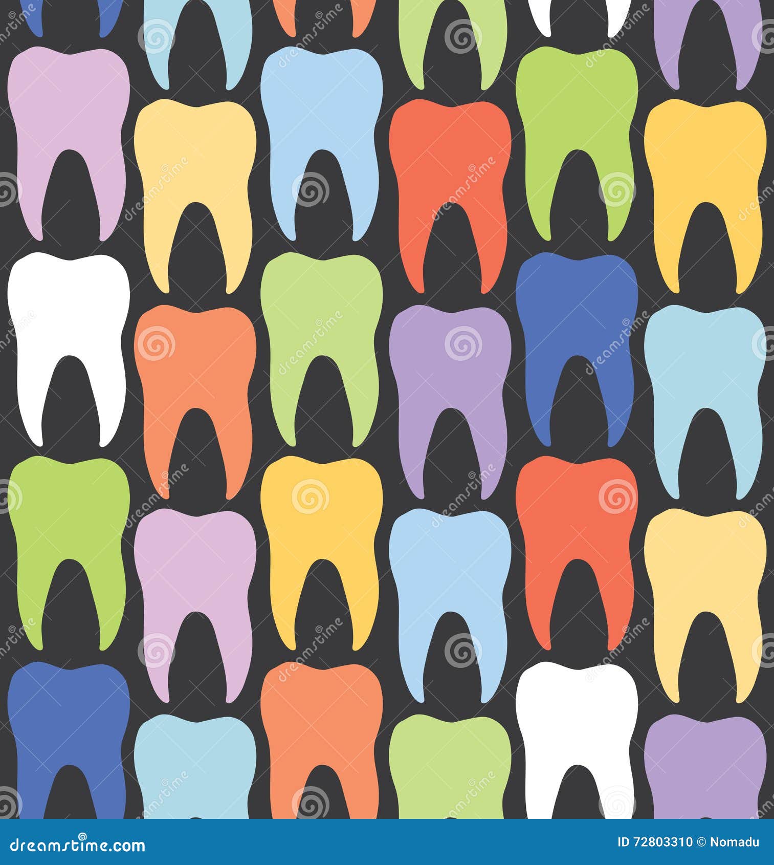 Seamless Molar Teeth Medical Colored Pattern Stock Vector ...