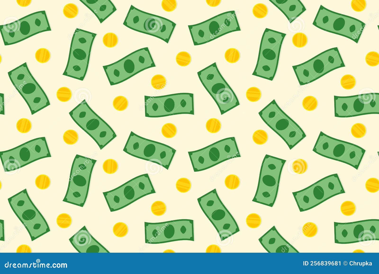 Seamless Money Pattern with Banknotes and Coins Stock Vector ...