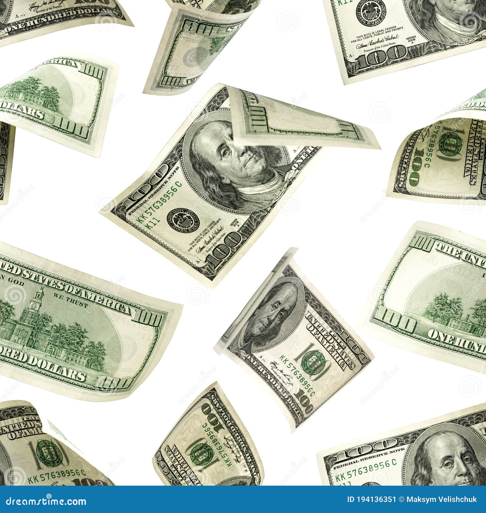 A Stack Of Hundred-dollar Bills On A Blue Background. A Wad Of Money On ...