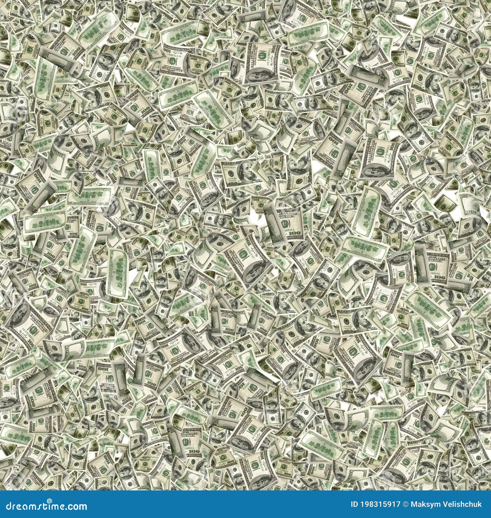 A Stack Of Hundred-dollar Bills On A Blue Background. A Wad Of Money On ...