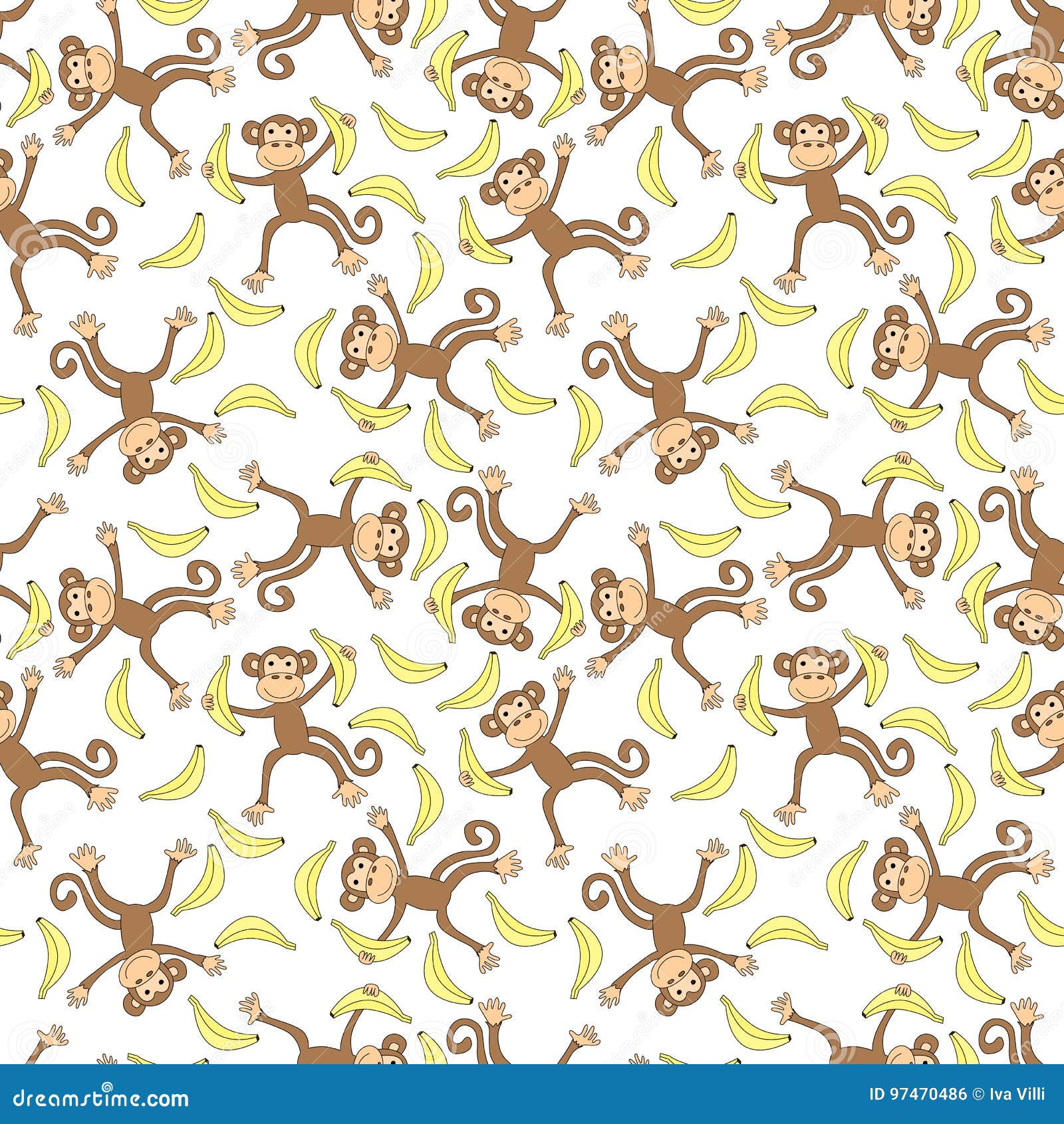 Seamless Monkeys Wallpaper Cartoon Vector | CartoonDealer.com #42004201