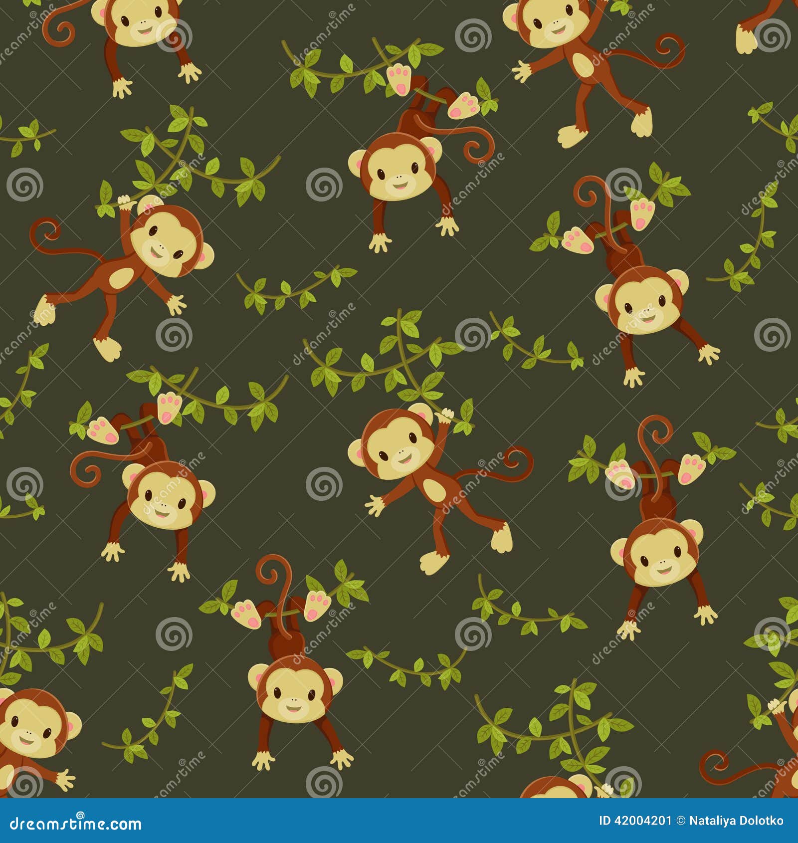 Seamless Monkeys Wallpaper Cartoon Vector | CartoonDealer.com #42004201