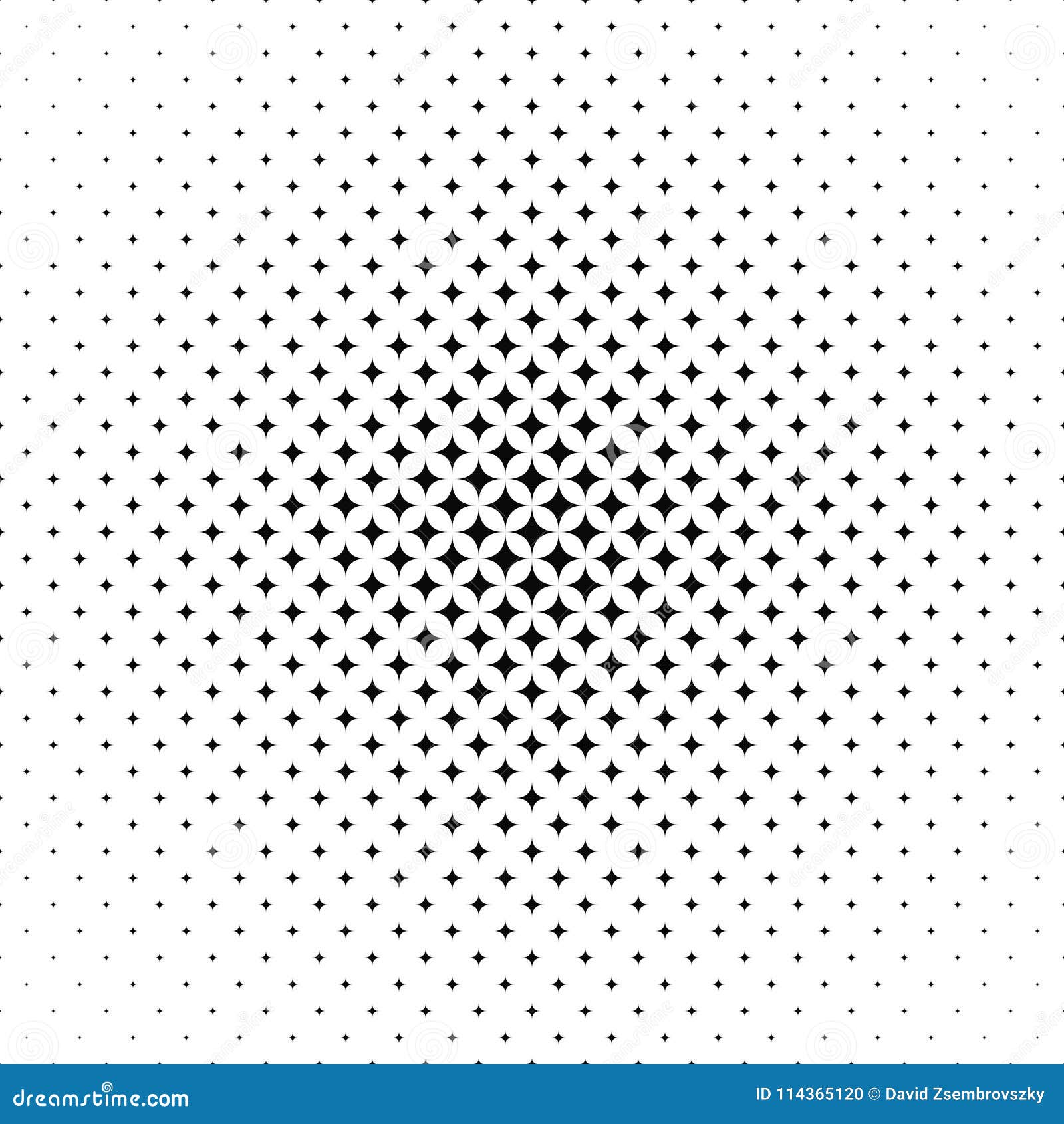 Seamless Monochromatic Vector Star Pattern Stock Vector - Illustration ...