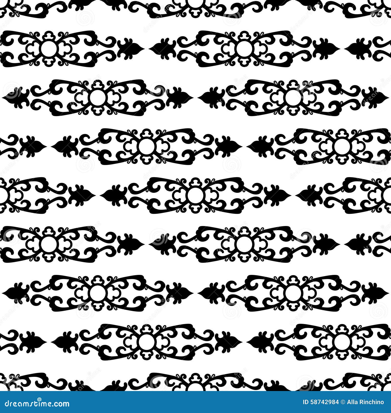 Seamless Monochrome Asian Pattern Stock Vector - Illustration of ...