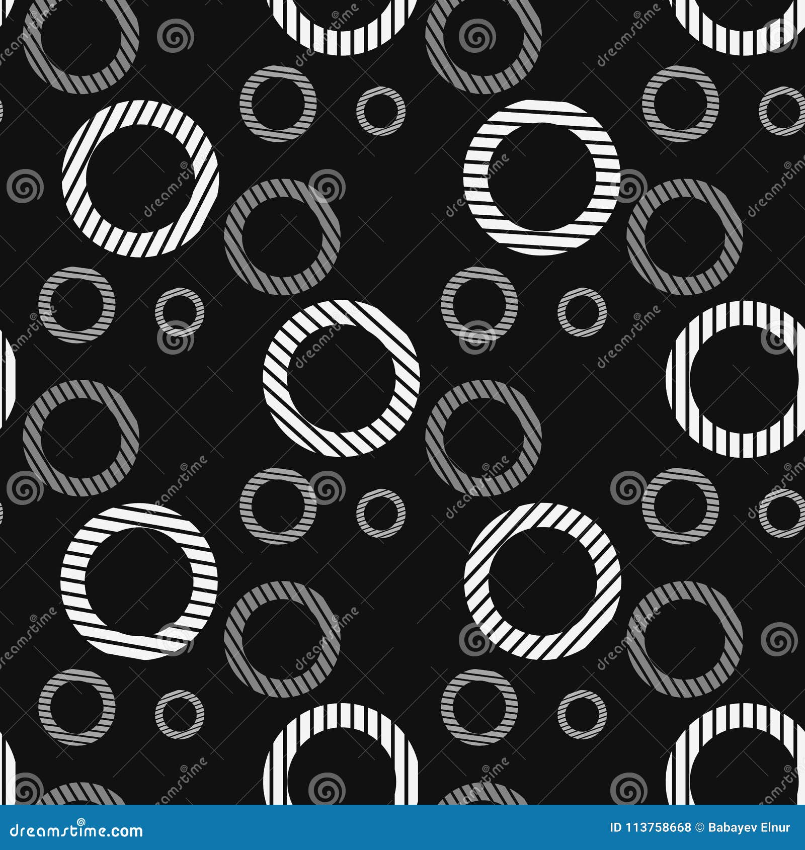 Seamless Monochrome Circles Pattern. Vecvtor Illustration Eps 10 Stock ...