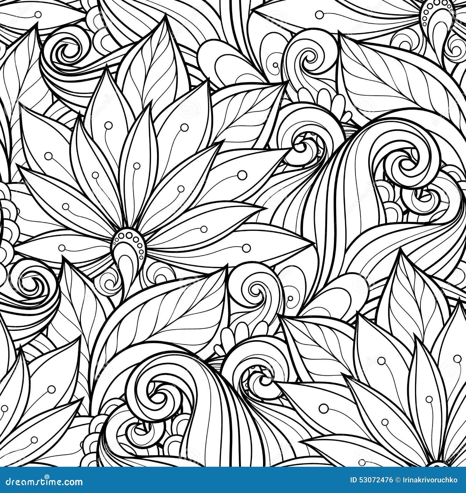 Seamless Monochrome Floral Pattern Stock Vector - Illustration of ...