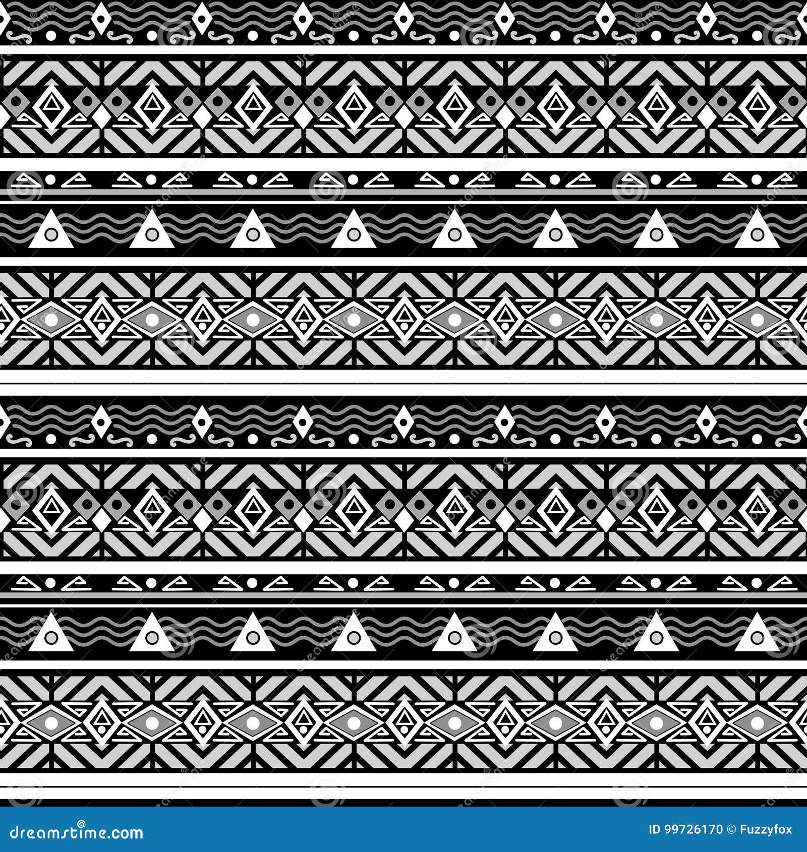 Seamless Monochrome Folk Ethno Pattern Stock Illustration ...