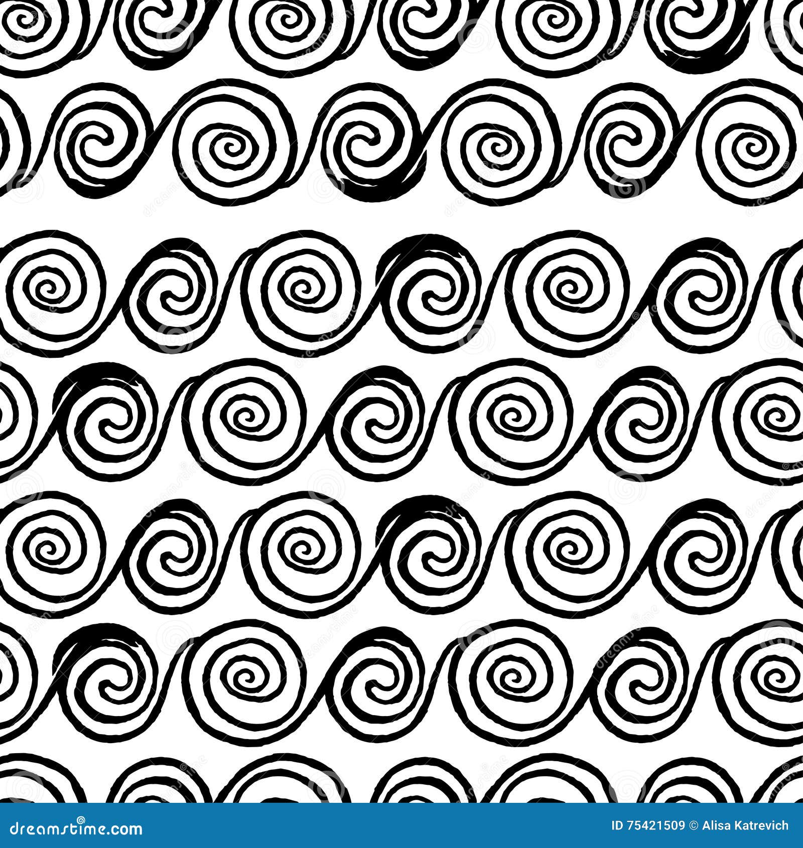 Seamless Monochrome Hand Drawn Greek Pattern on Background. Design for ...