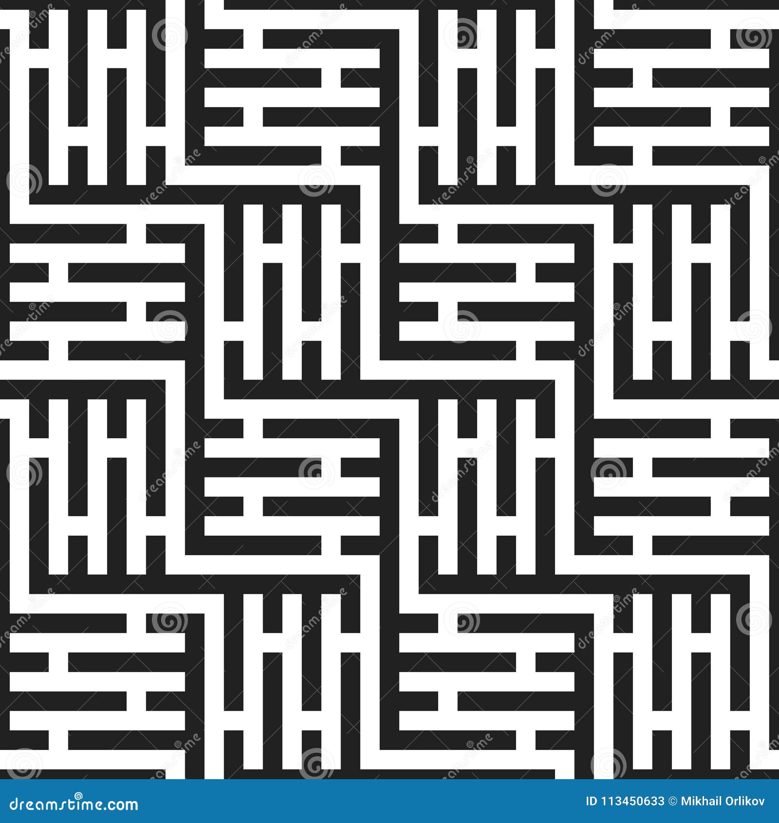 Seamless Labyrinth Print. Vector Monochrome Illustration. Original ... Seamless Labyrinth Print. Vector Monochrome Illustration. Original ...