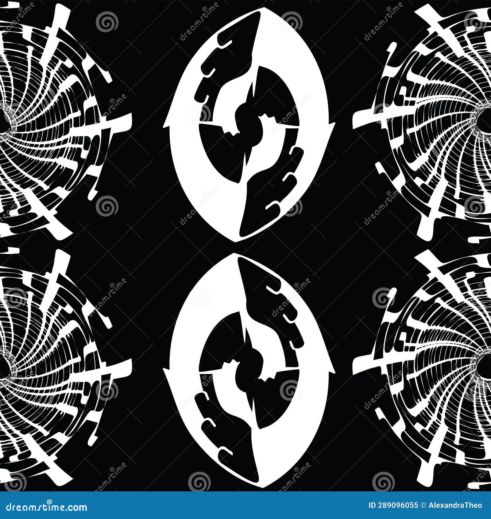 Seamless Monochrome Pattern with Beans and Vertigo Design Stock ...