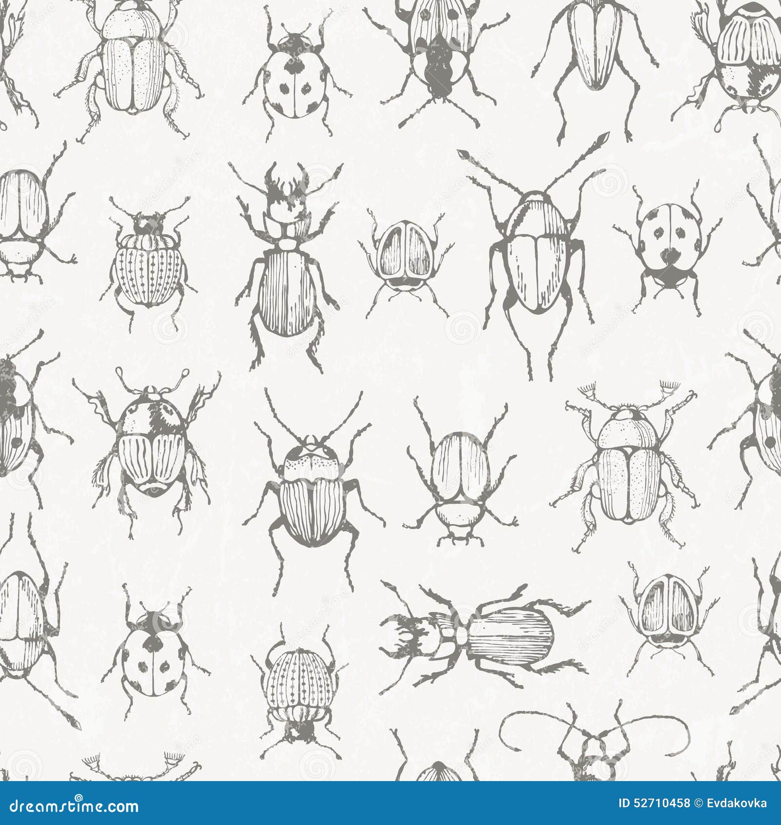 Seamless Monochrome Pattern with Bugs Stock Vector - Illustration of ...