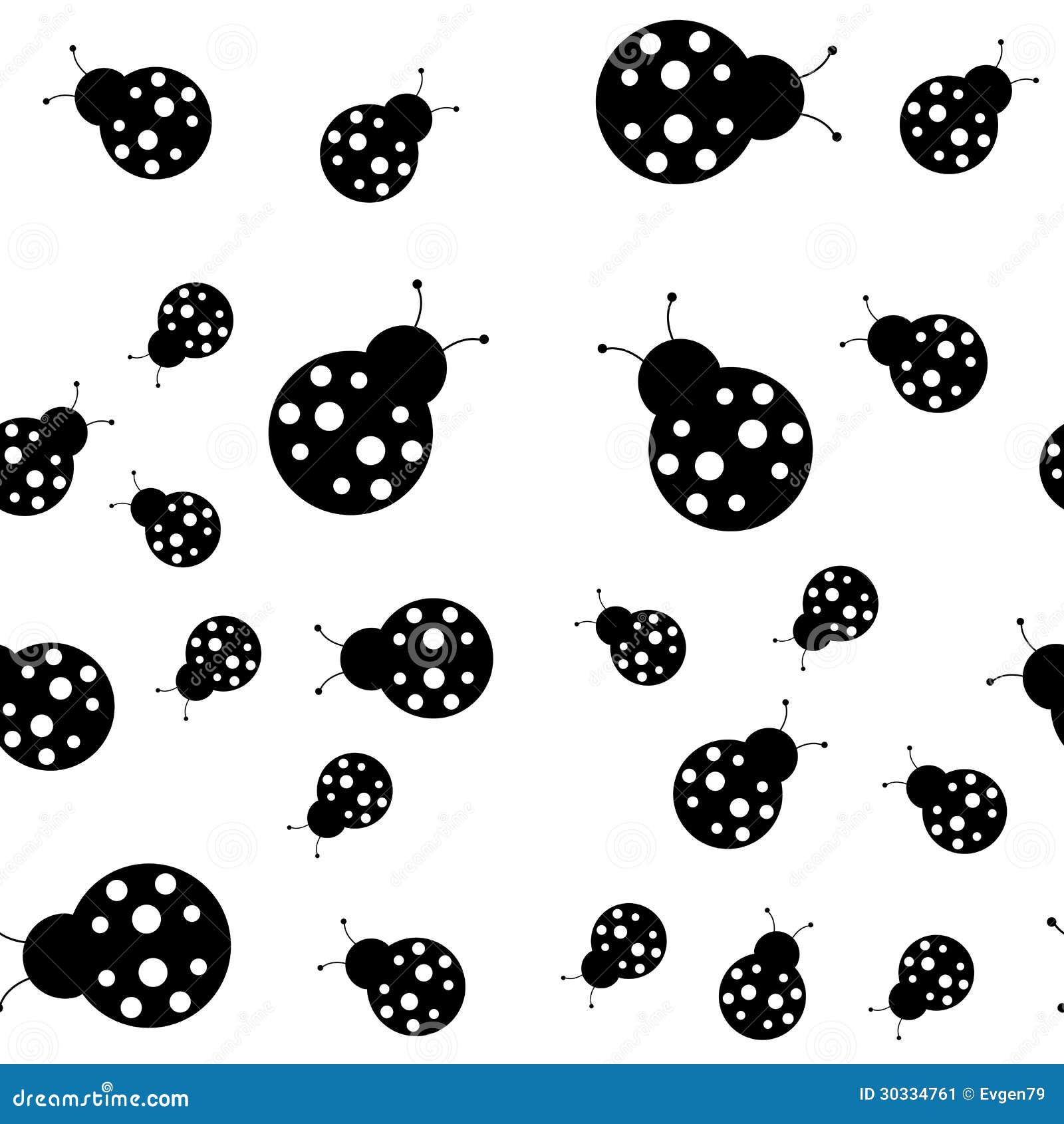 Seamless Monochrome Pattern with Ladybug Stock Vector - Illustration of ...