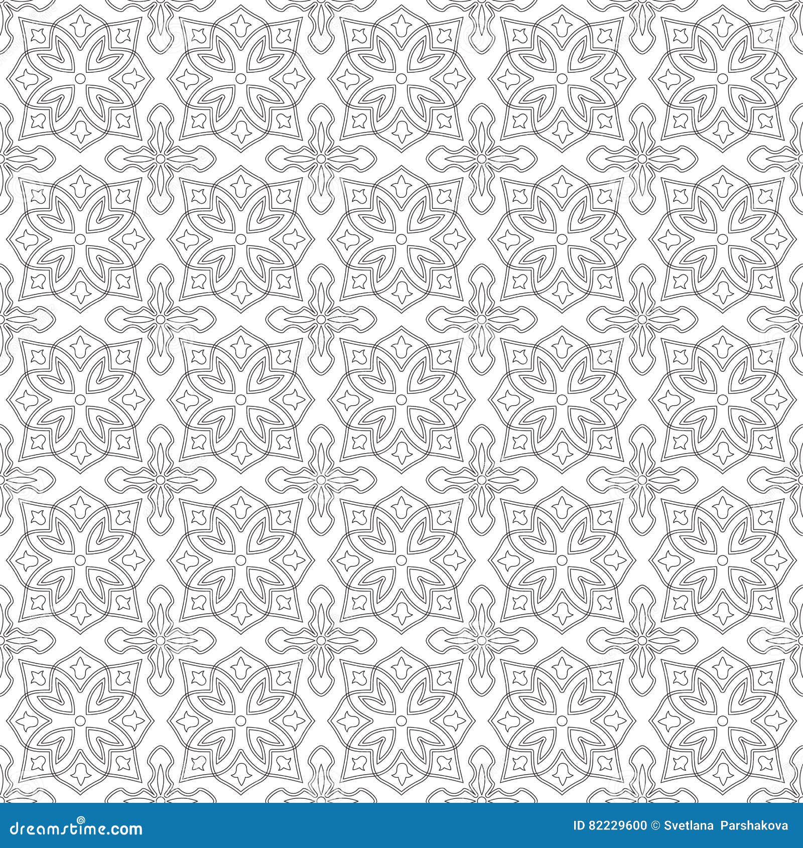 Seamless Monochrome Pattern on Transparent Background, Arabic Style ...