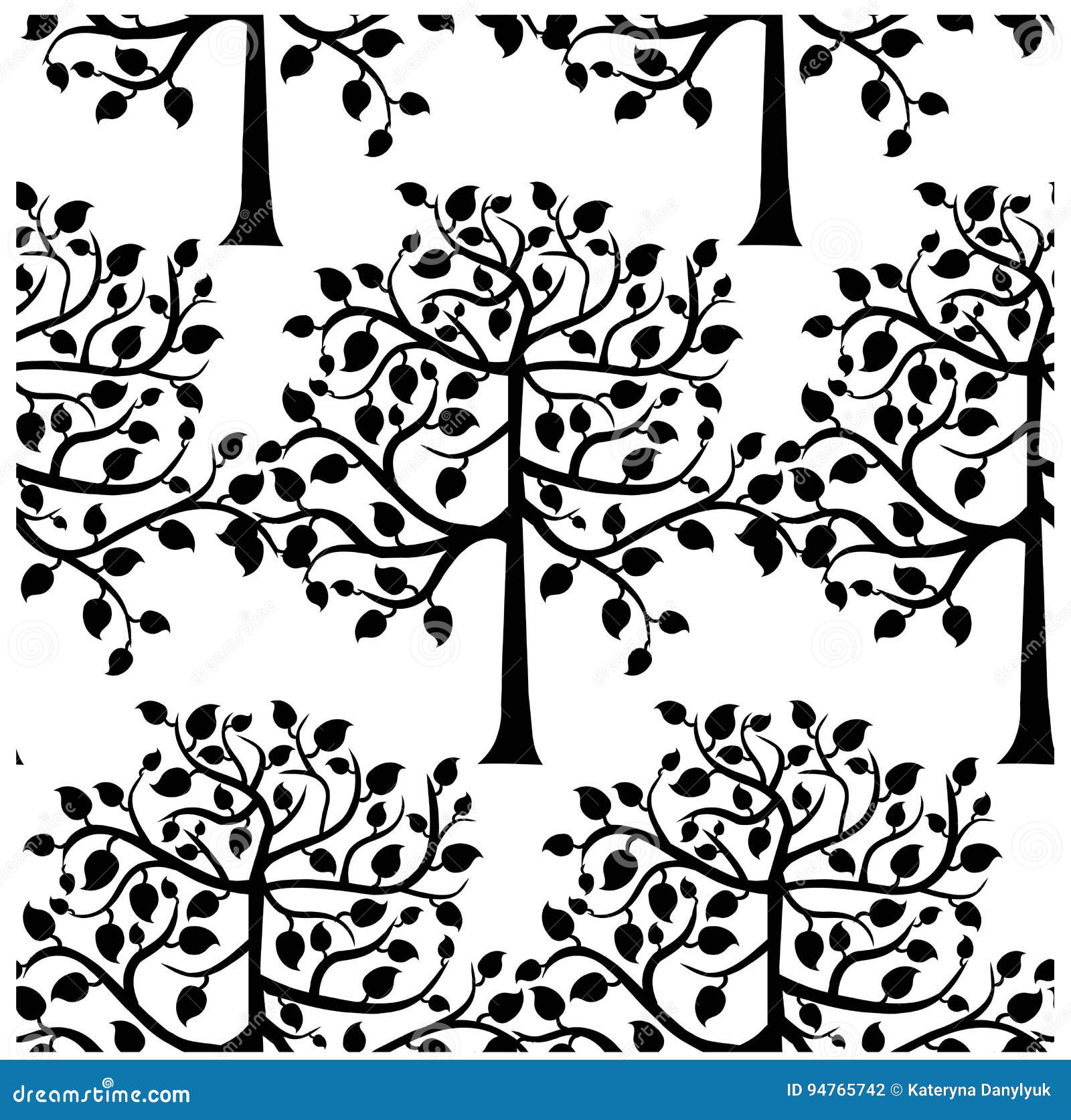 Seamless Monochrome Pattern from Trees Stock Vector - Illustration of ...