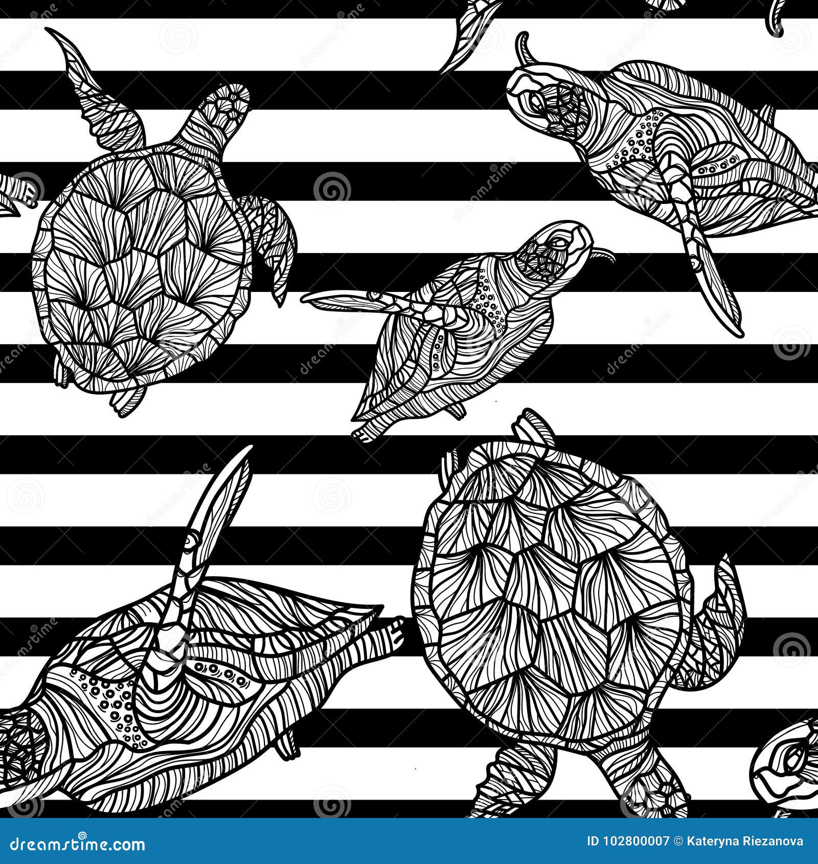 Seamless Monochrome Pattern with Turtles. Stock Vector - Illustration ... Seamless Monochrome Pattern with Turtles. Stock Vector - Illustration ...