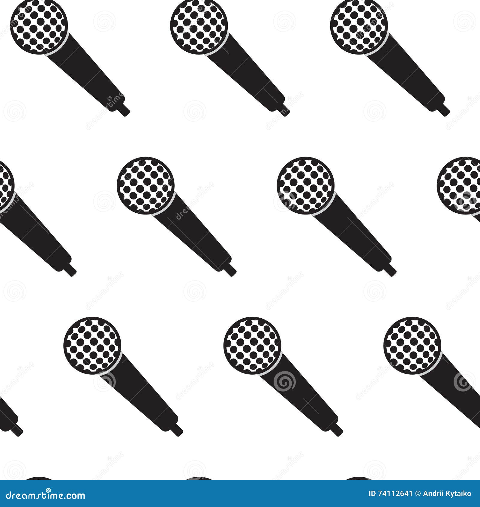 Seamless Monochrome Pattern Vintage Microphone Stock Vector ...