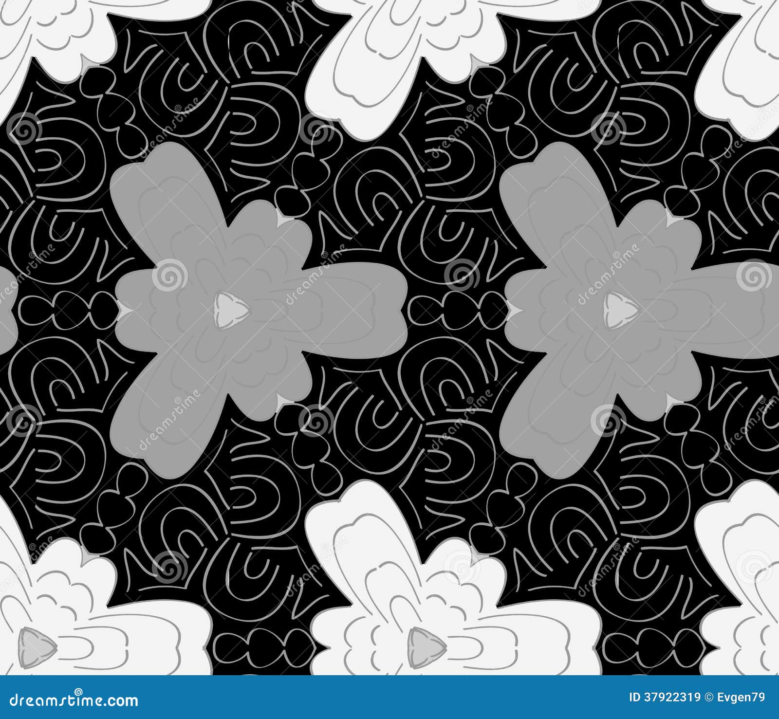 Seamless Monochrome Pattern 2 Stock Vector - Illustration of drawing ...