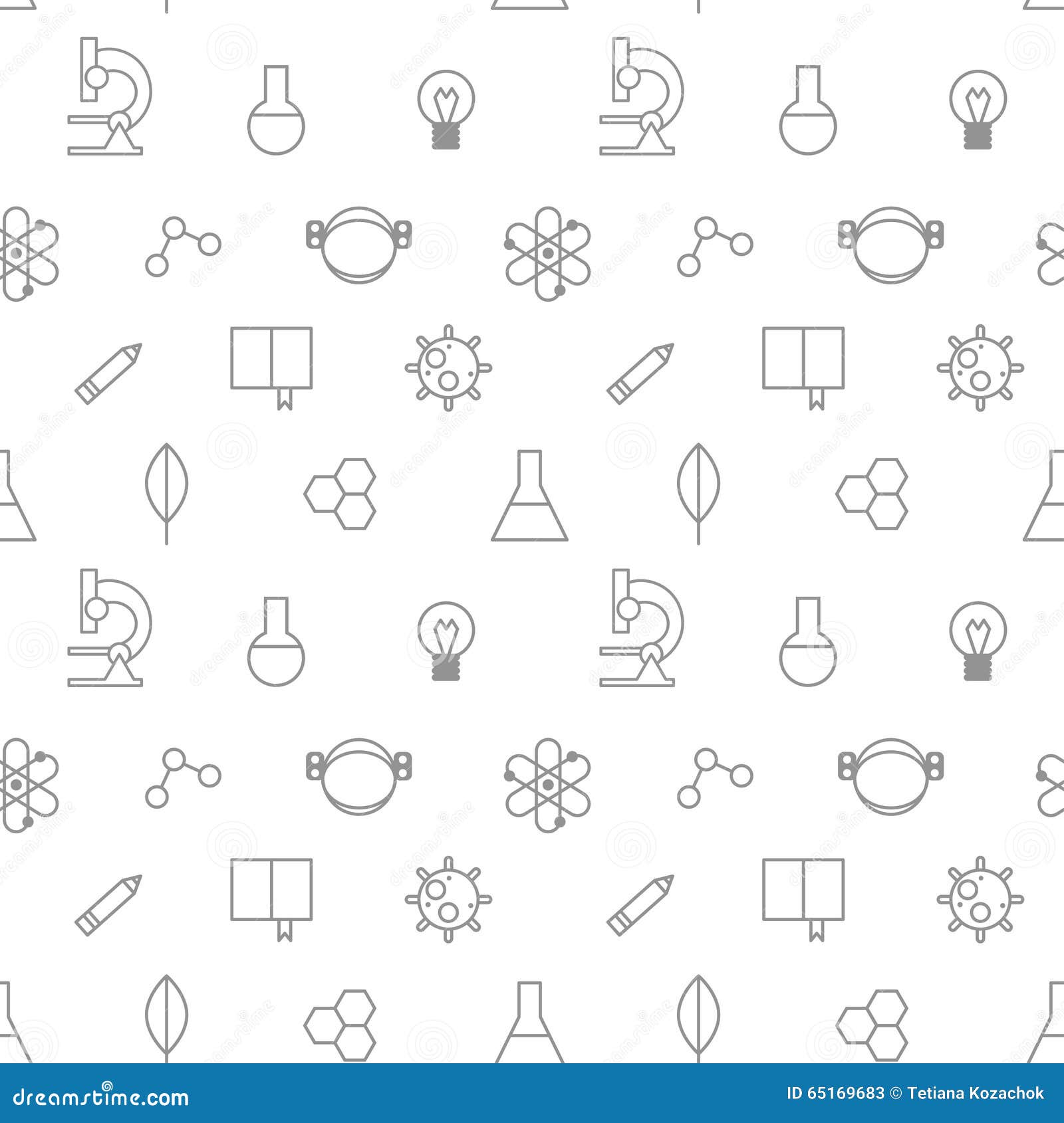 Seamless Monochrome Science Pattern Stock Vector - Illustration of ...