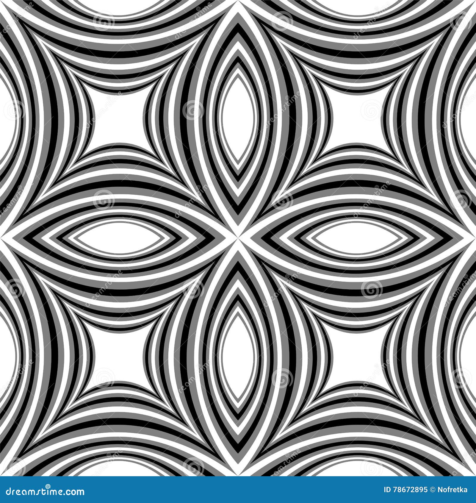 Seamless Monochrome Striped Pattern of Concave Stock Vector ...