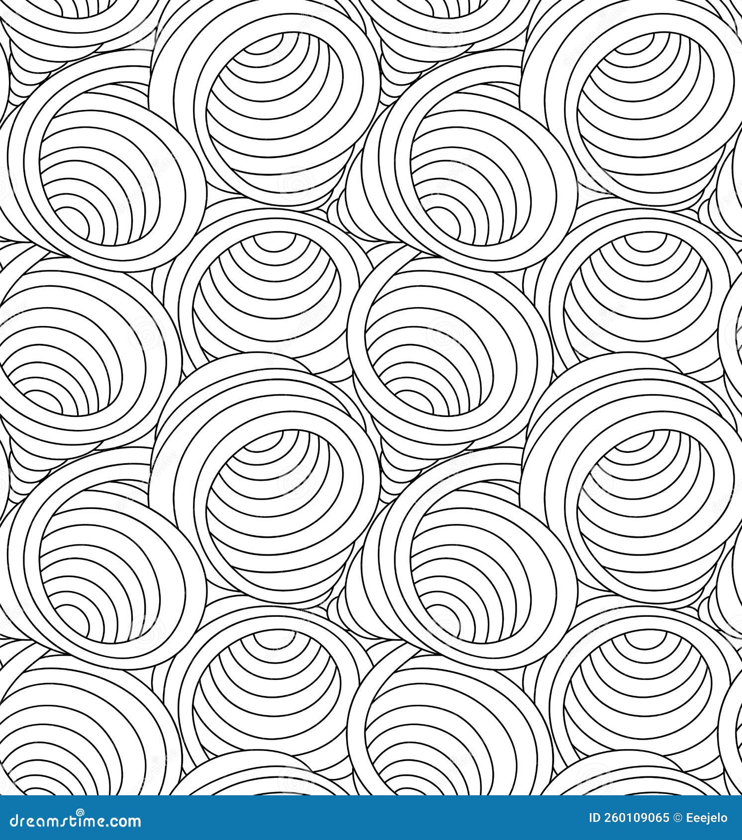 Seamless Monochrome Vector Pattern of Swirls and Abstract Shapes Drawn ...