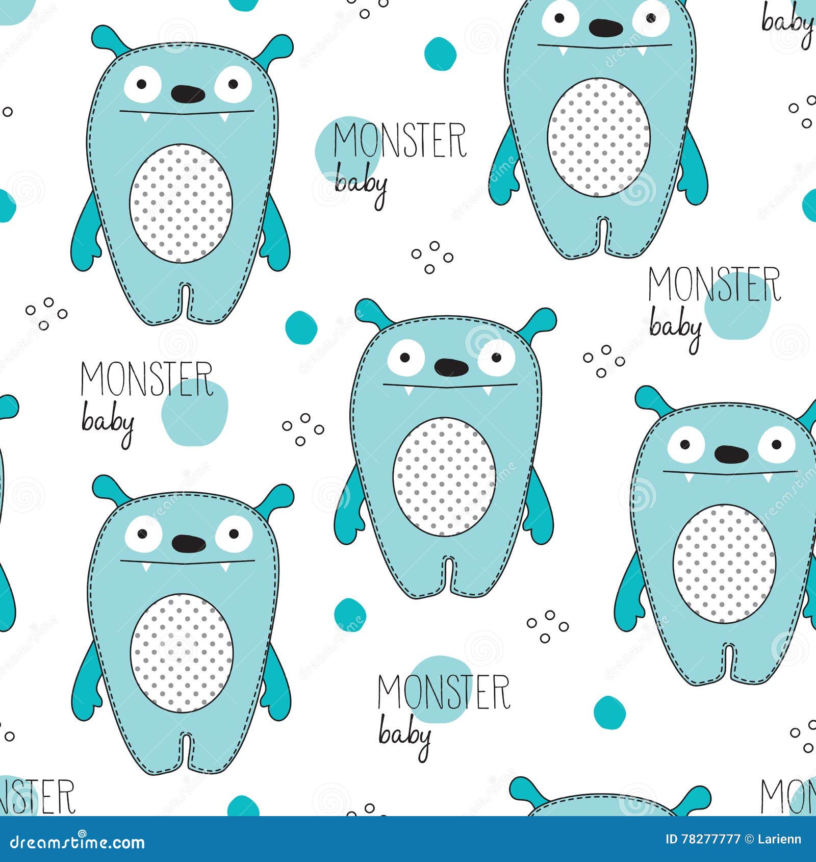 Seamless Monster Baby Pattern Vector Illustration Stock Vector ...