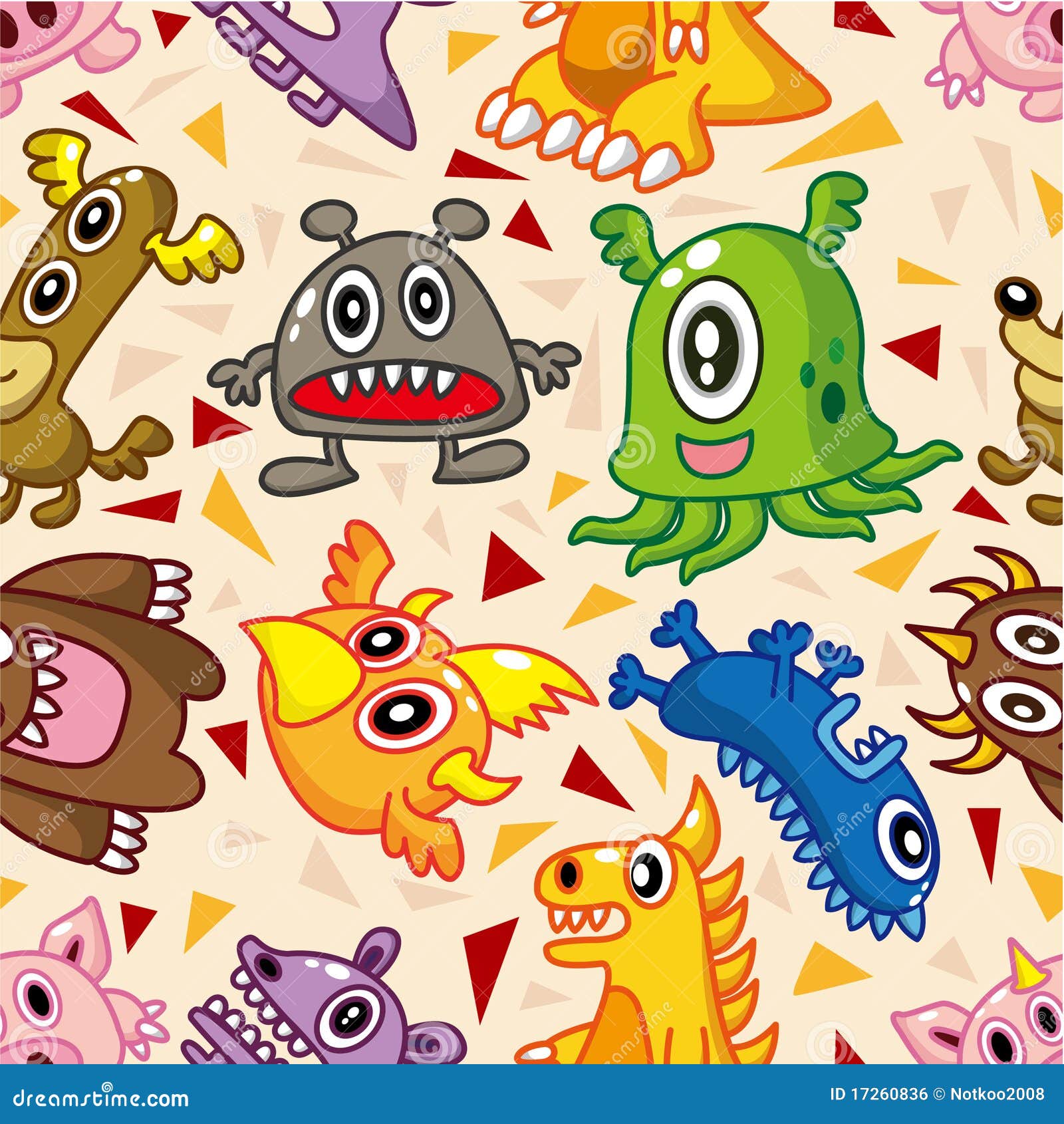 Seamless monster pattern stock vector. Illustration of mascot - 17260836