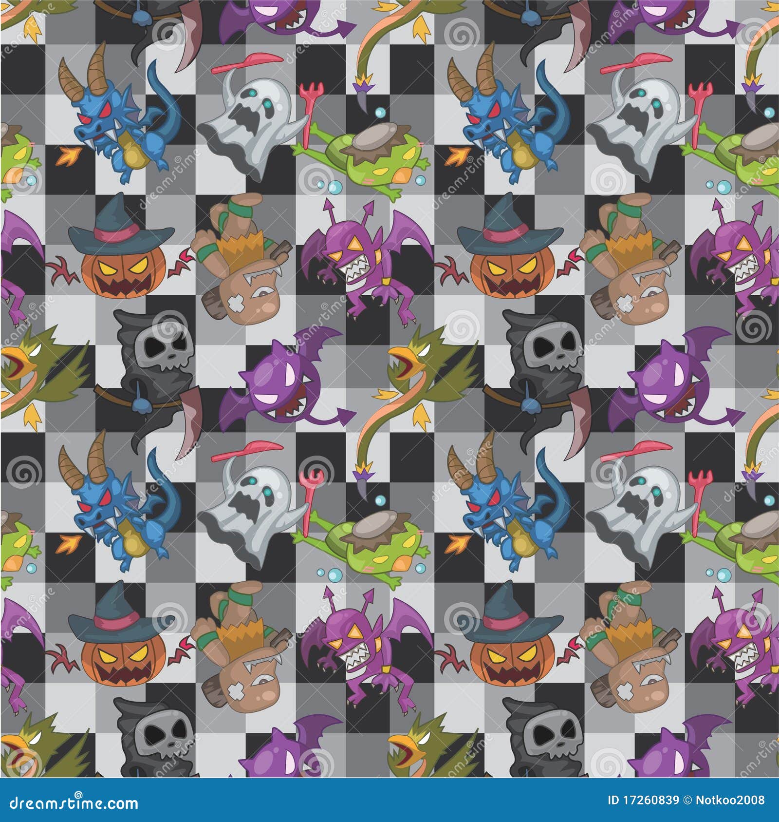 Seamless Monster Pattern Cartoon Vector | CartoonDealer.com #17260839