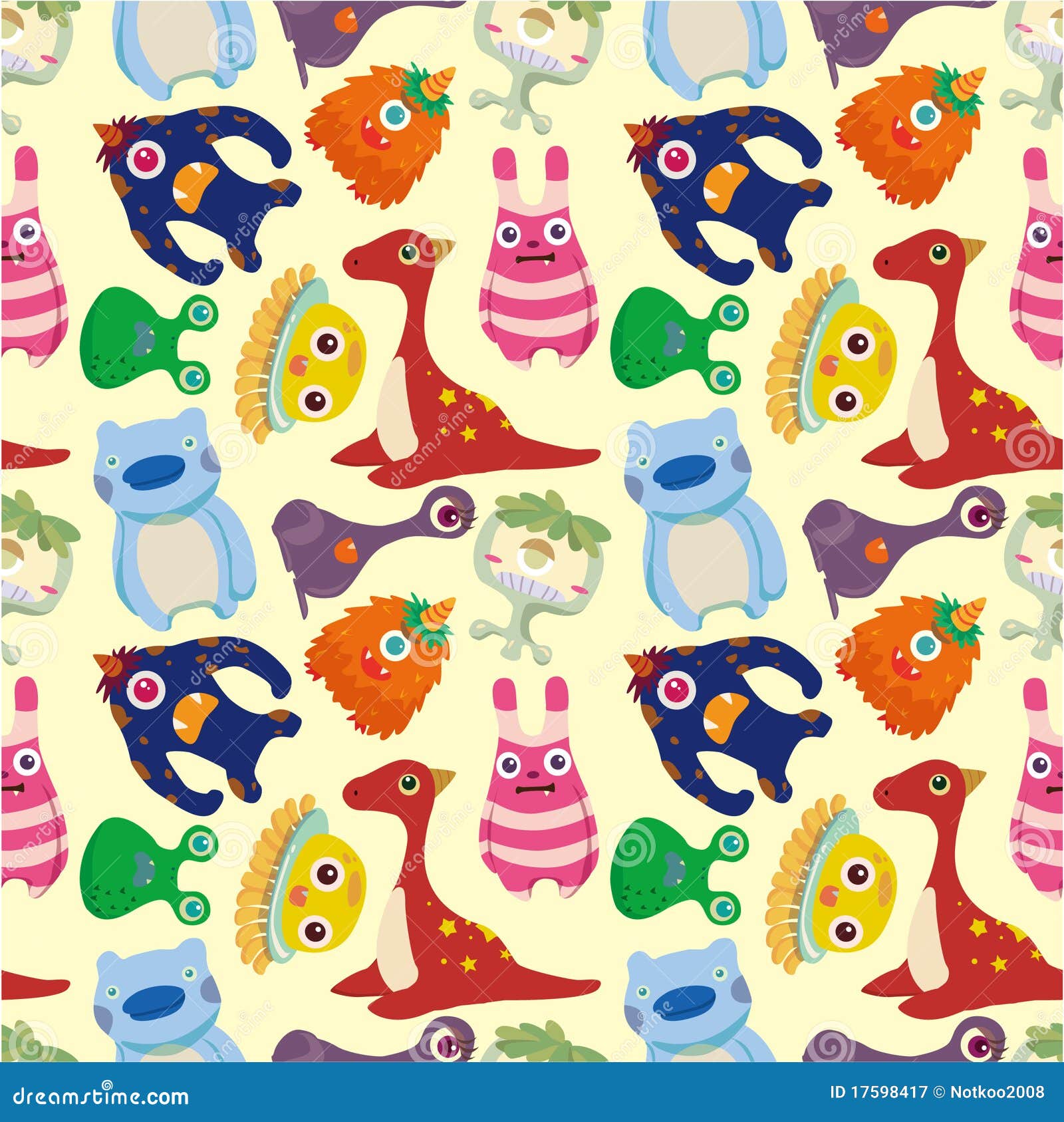Seamless monster pattern stock vector. Illustration of cute - 17598417