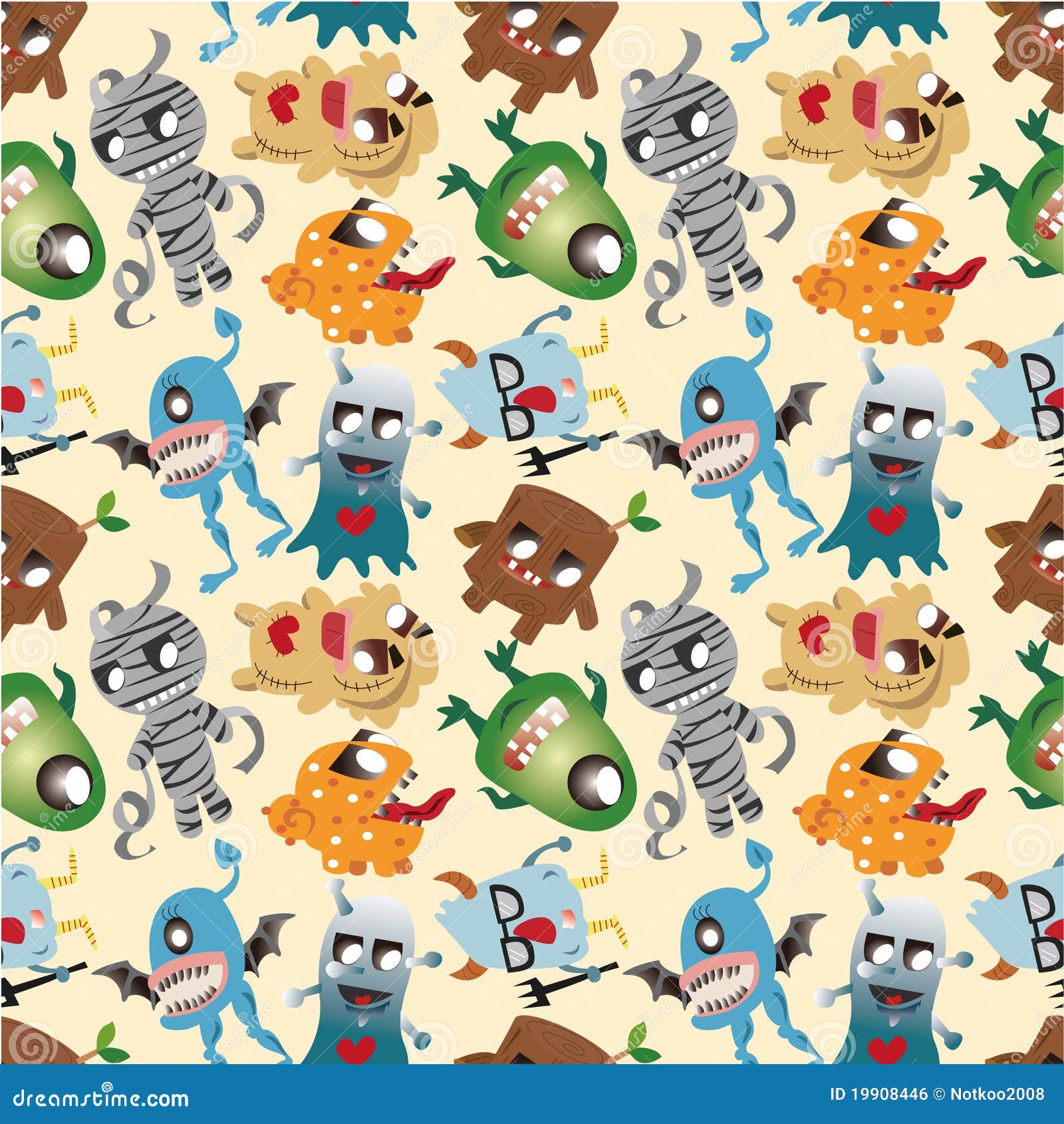 Seamless monster pattern stock vector. Illustration of monster - 19908446