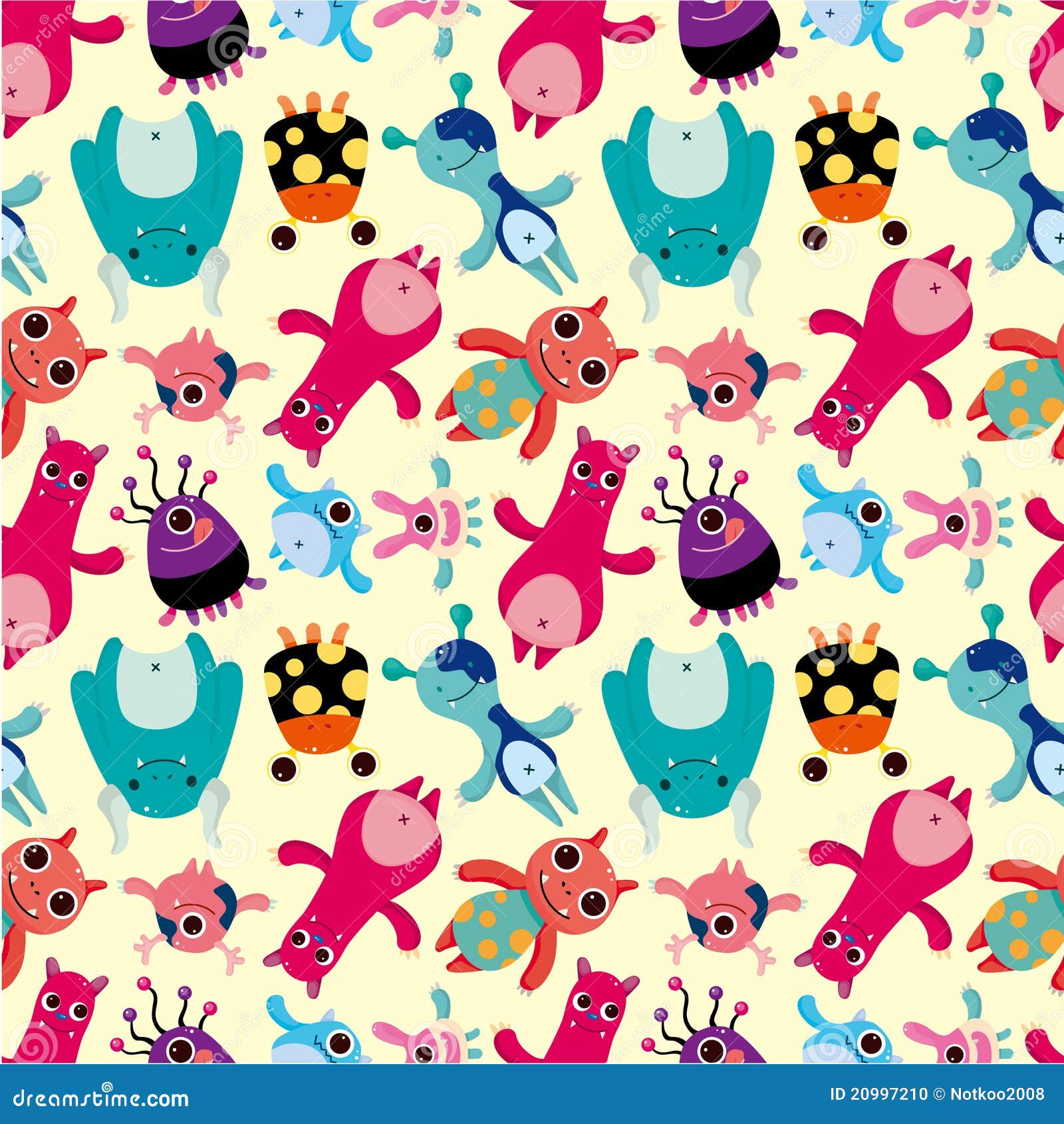 Seamless monster pattern stock vector. Illustration of doodle - 20997210