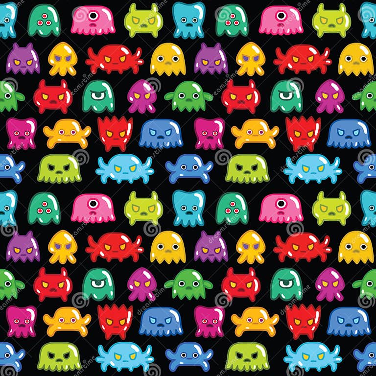Seamless monsters pattern stock vector. Illustration of smile - 209343826