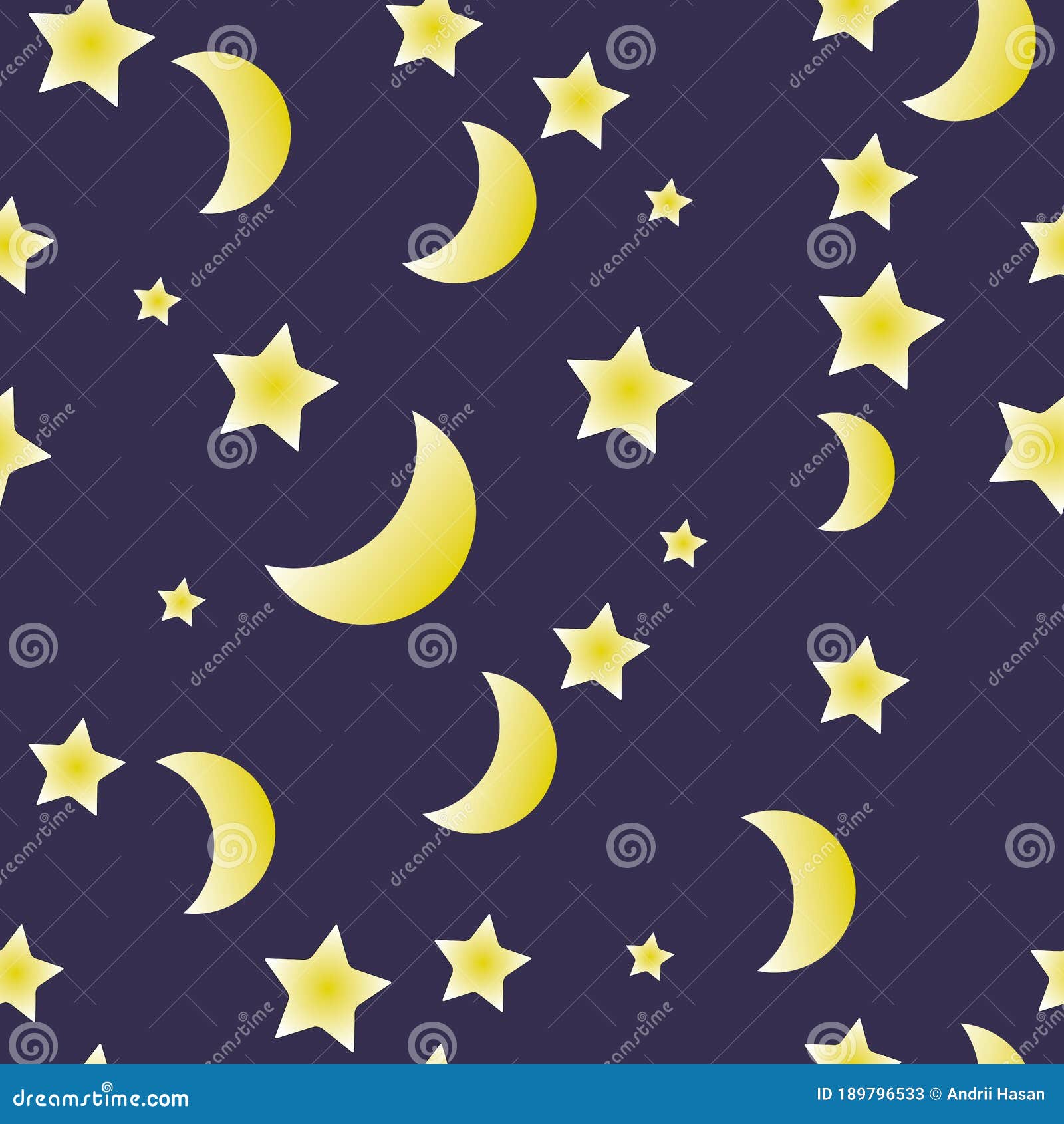 Seamless Moon and Stars Pattern Stock Vector - Illustration of template ...