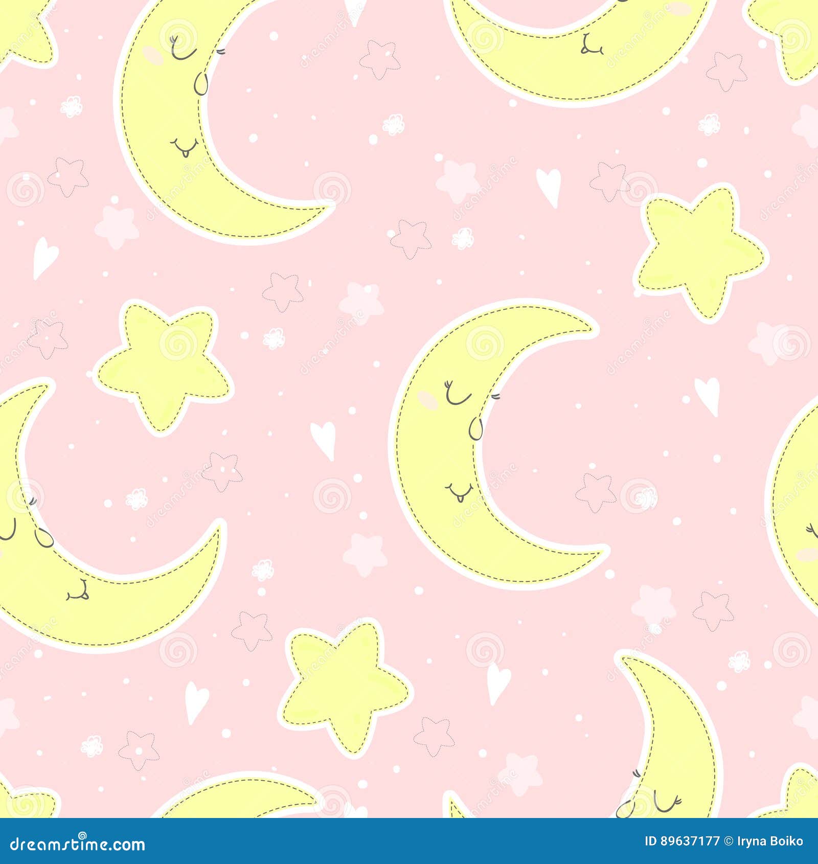 Seamless Moon and Stars Pattern Vector Illustration Stock Vector ...