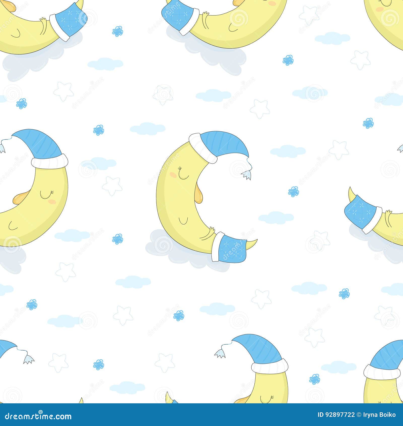 Seamless Moon and Stars Pattern Vector Illustration Stock Vector ...