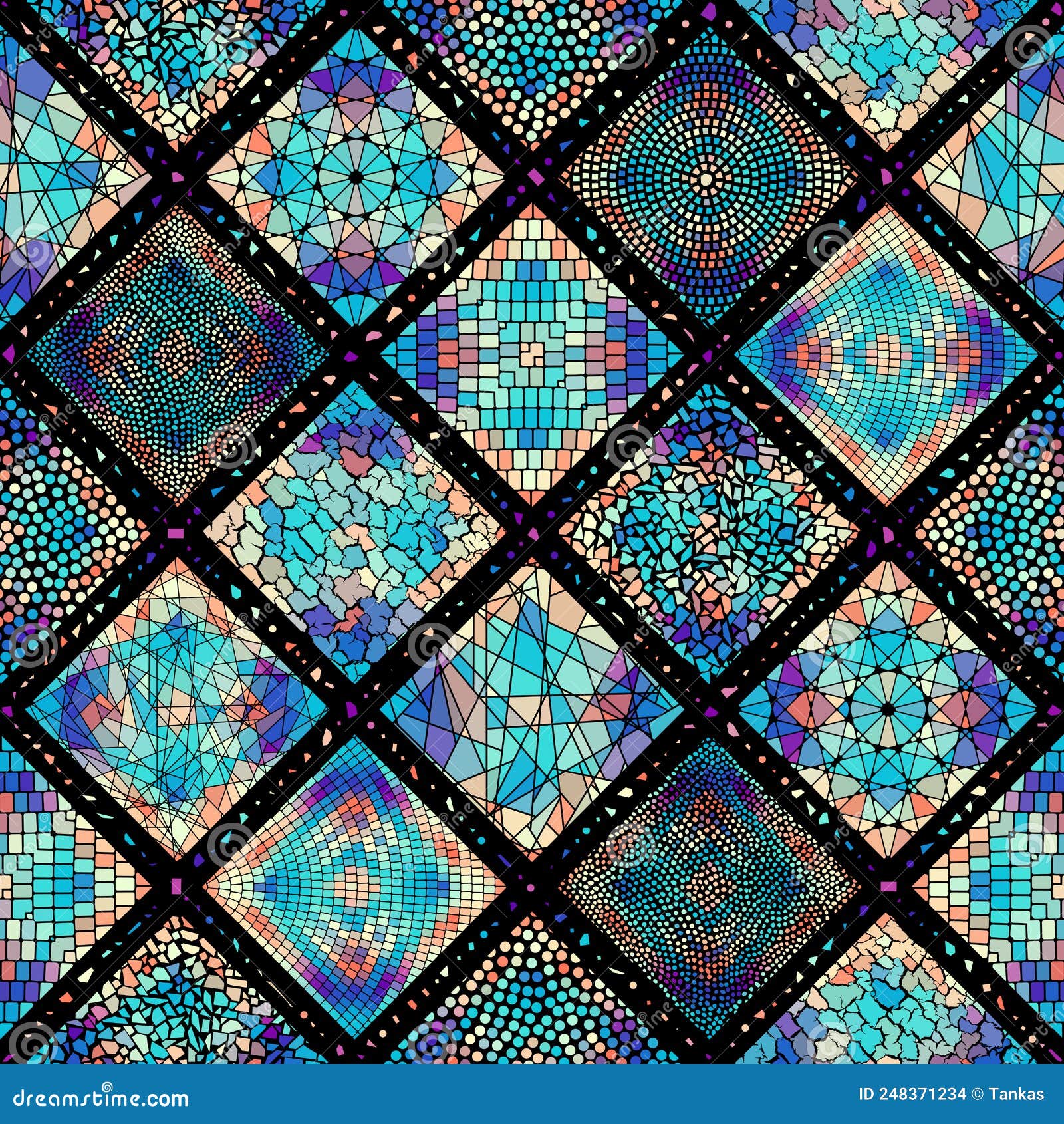 Vector Seamless Mosaic Art Pattern. Art Background. Stock Illustration ...