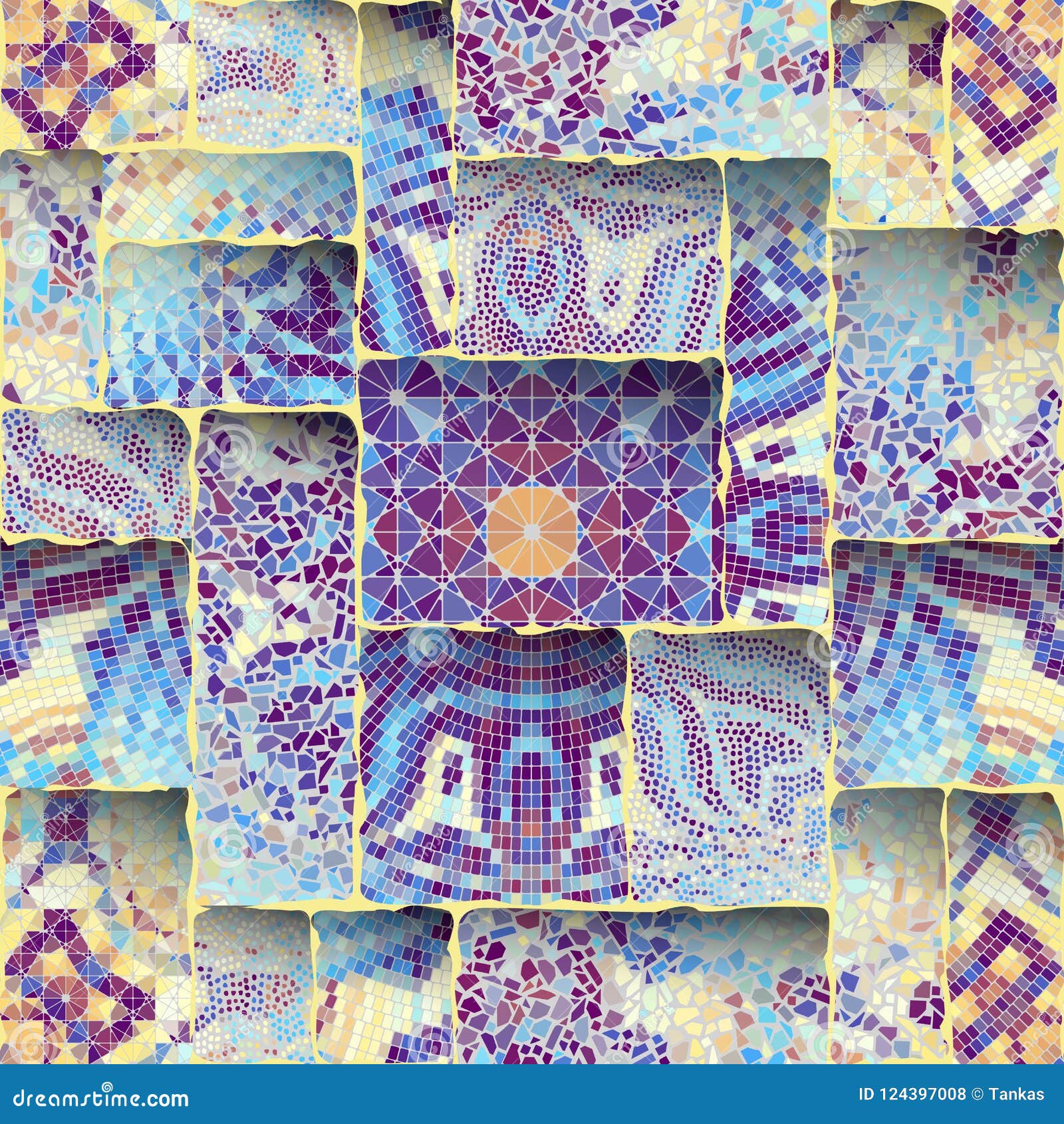 Seamless Mosaic Art Pattern Stock Vector - Illustration of geometric ...