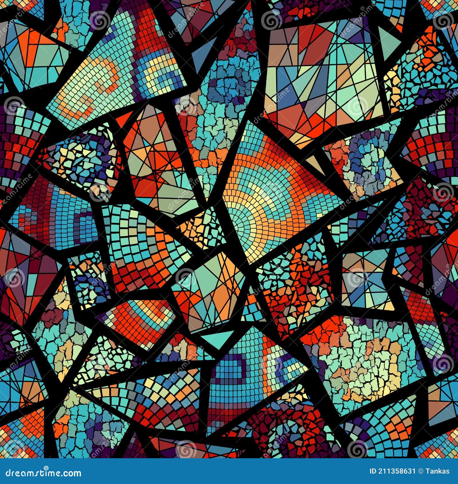 Vector Seamless Mosaic Art Pattern. Art Background. Stock Image - Image ...