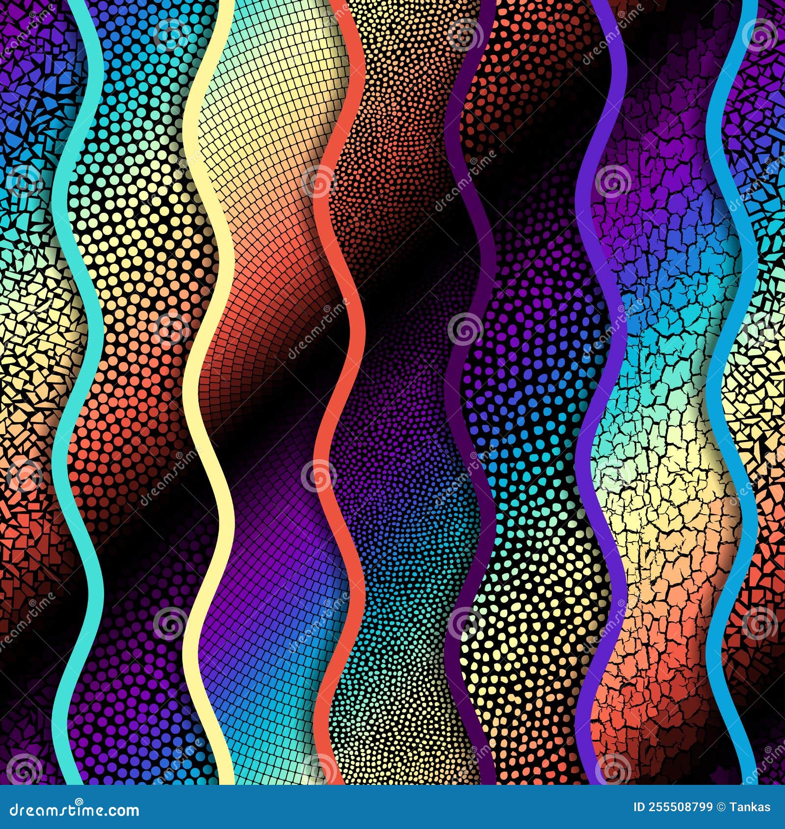 Wavy Mosaic Art Collage. Abstract Art Background.. Vector Image Stock ...