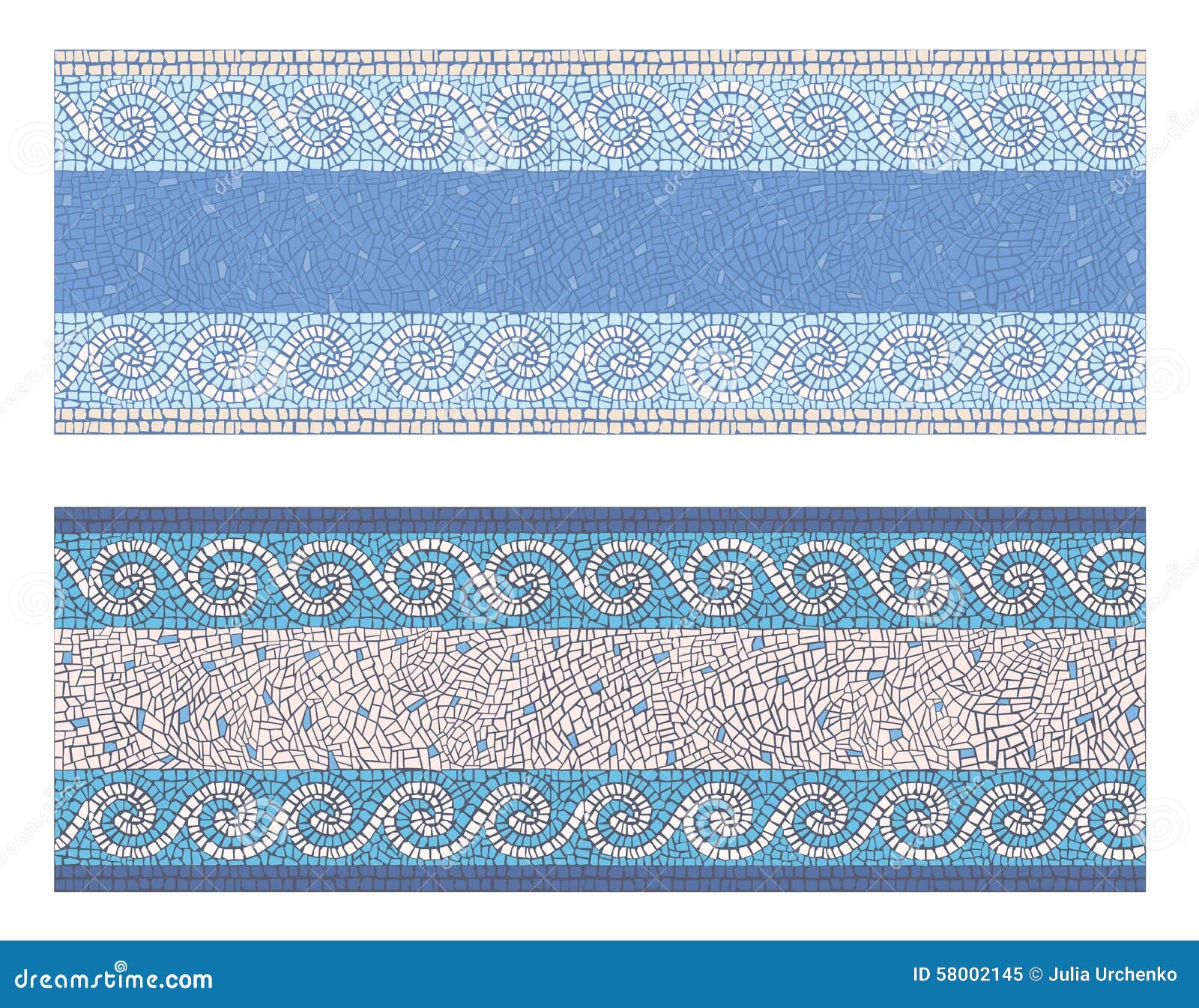 Seamless Mosaic Border in Antique Style Stock Vector - Illustration of ...
