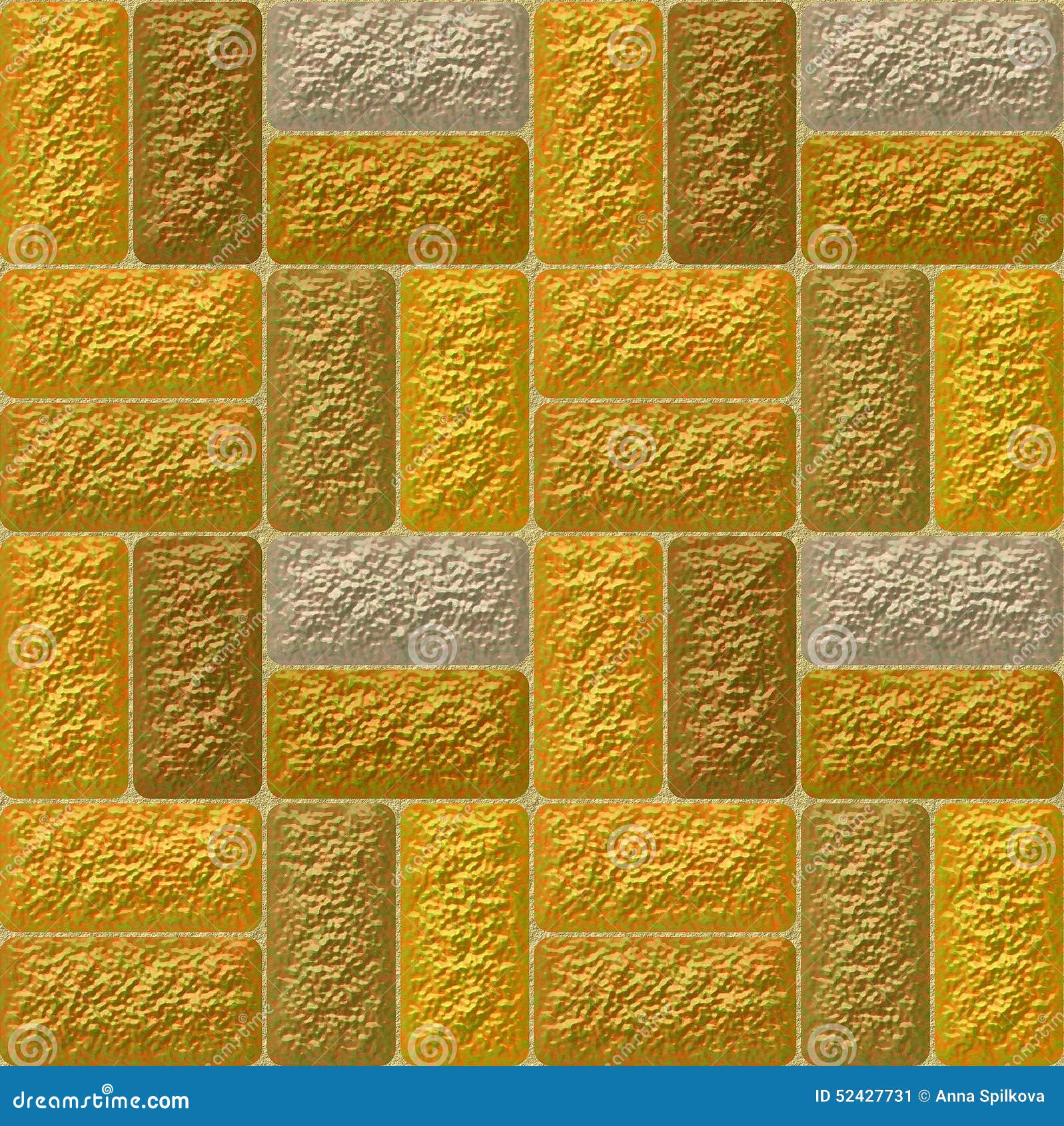 Seamless Mosaic 3d Pattern of Coarse Gold Blocks Stock Illustration ...