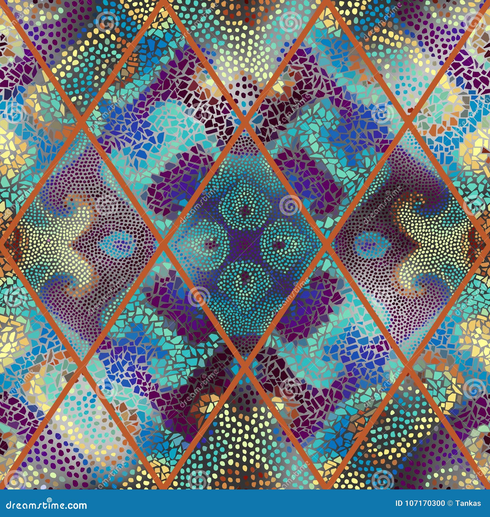 Seamless mosaic pattern stock vector. Illustration of ornate - 107170300