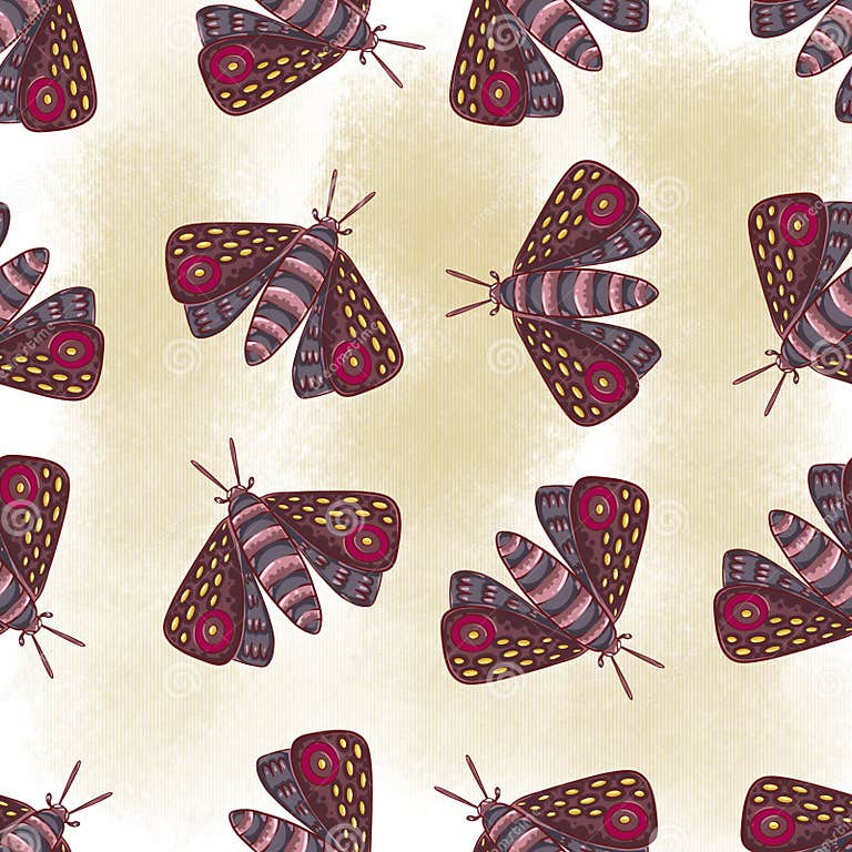 Seamless Moth Pattern on a Colored Background Stock Illustration ...