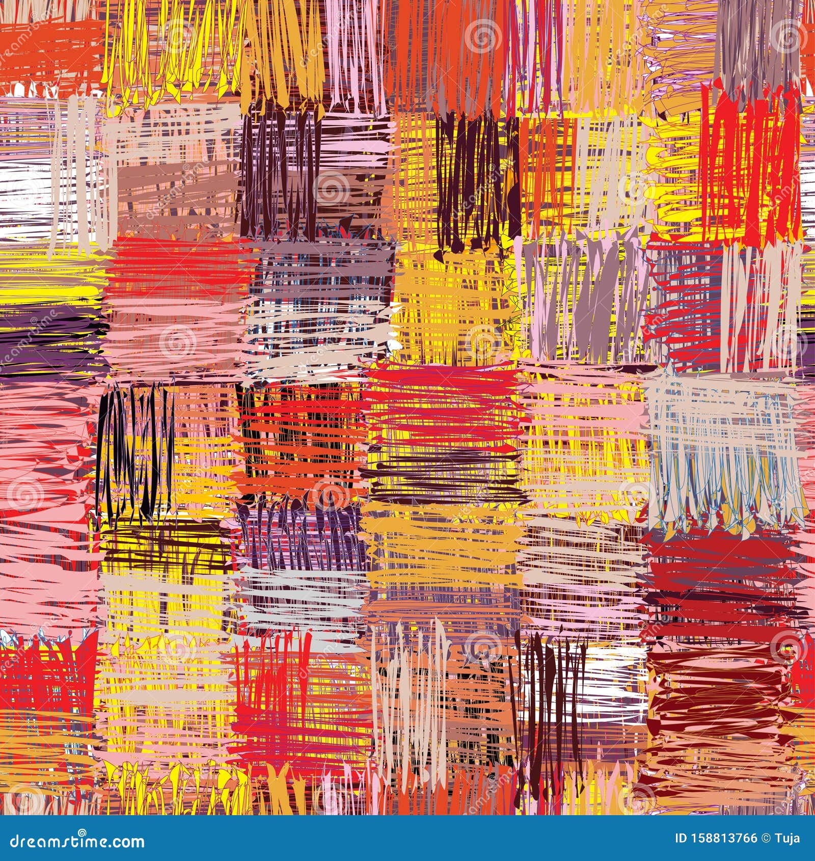 Seamless Motley Pattern with Grunge Striped Crossed Square Elements ...