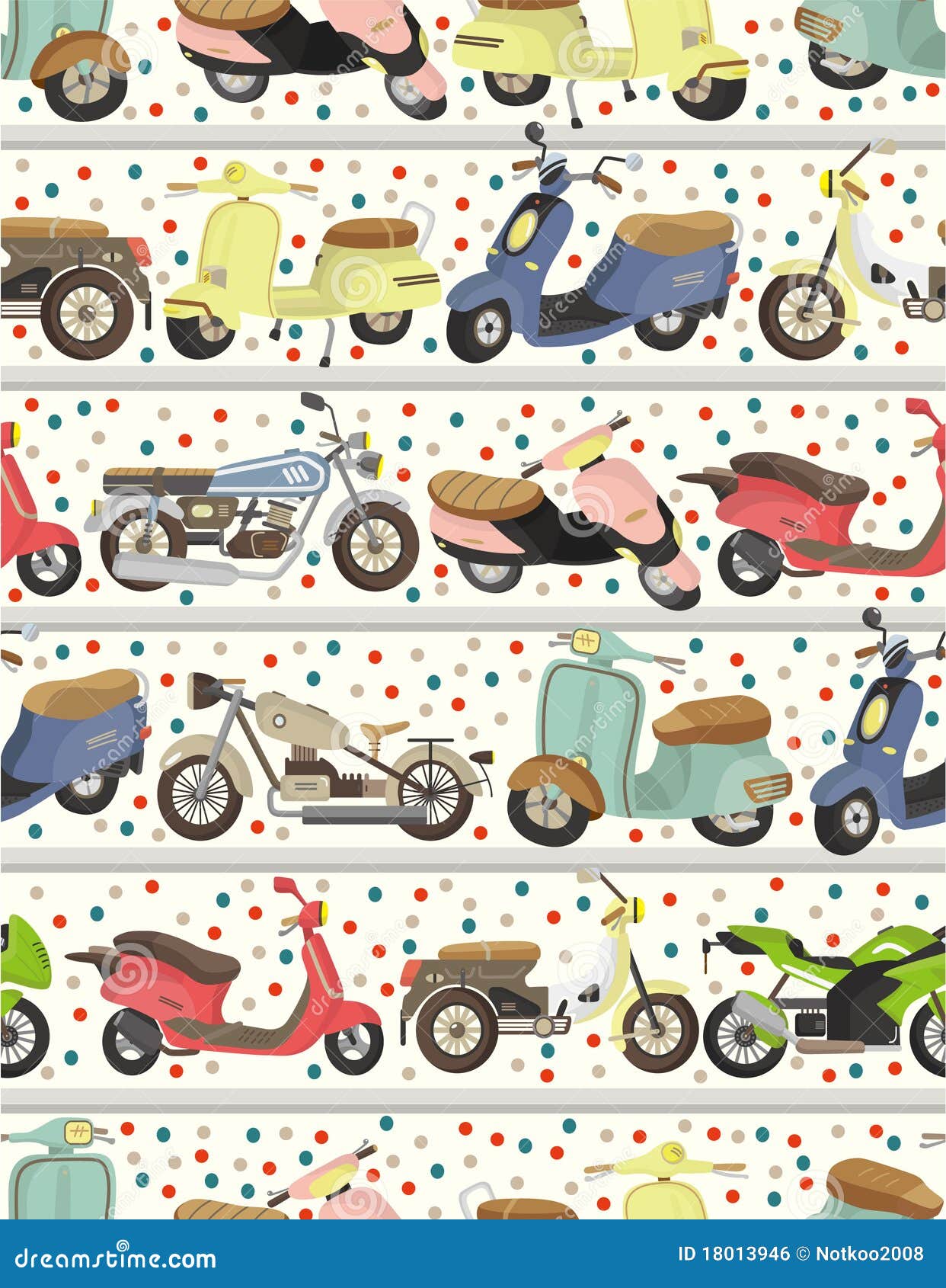 Seamless Motorcycle Pattern Stock Vector - Illustration of colorful ...