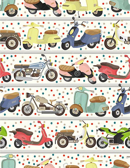 Seamless Motorcycle Pattern Stock Vector - Illustration of colorful ...