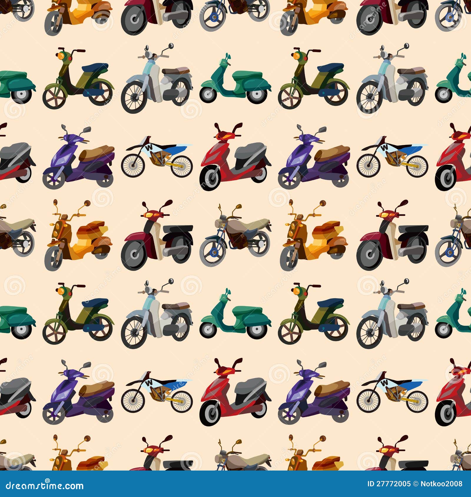 Seamless Motorcycle Pattern Stock Vector - Illustration of autocycle ...