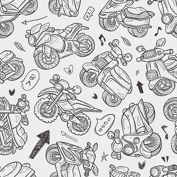 Seamless Motorcycle Pattern Stock Vector - Illustration of cross ...