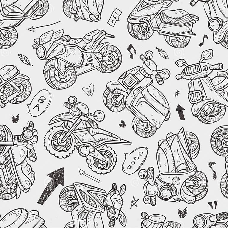 Seamless Motorcycle Pattern Stock Vector - Illustration of cross ...