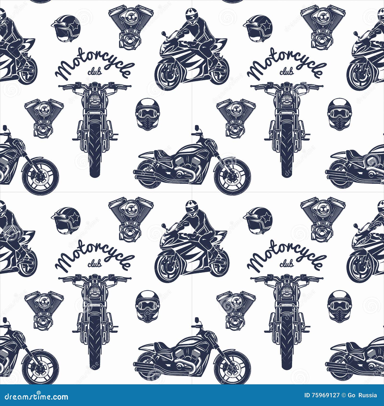 Seamless Motorcycle Pattern Cartoon Vector | CartoonDealer.com #18735683